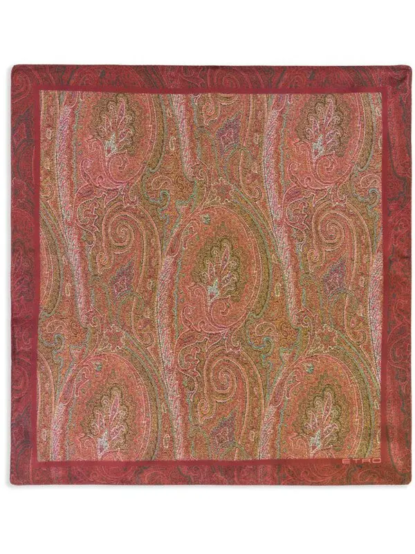 Etro Paisley-logo-print Silk Scarf - Red