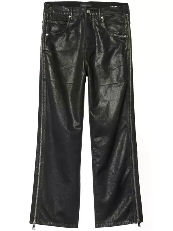 PURPLE BRAND P018 Side-zip Coated Wide-leg Jeans