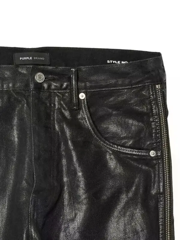 PURPLE BRAND P018 Side-zip Coated Wide-leg Jeans