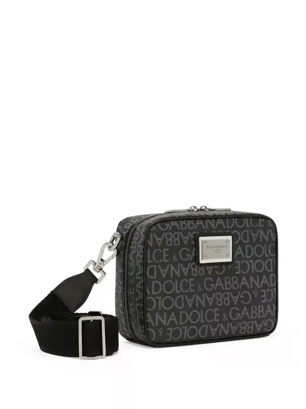 Dolce & Gabbana Monogram Pattern Shoulder Bag With Logo Plaque