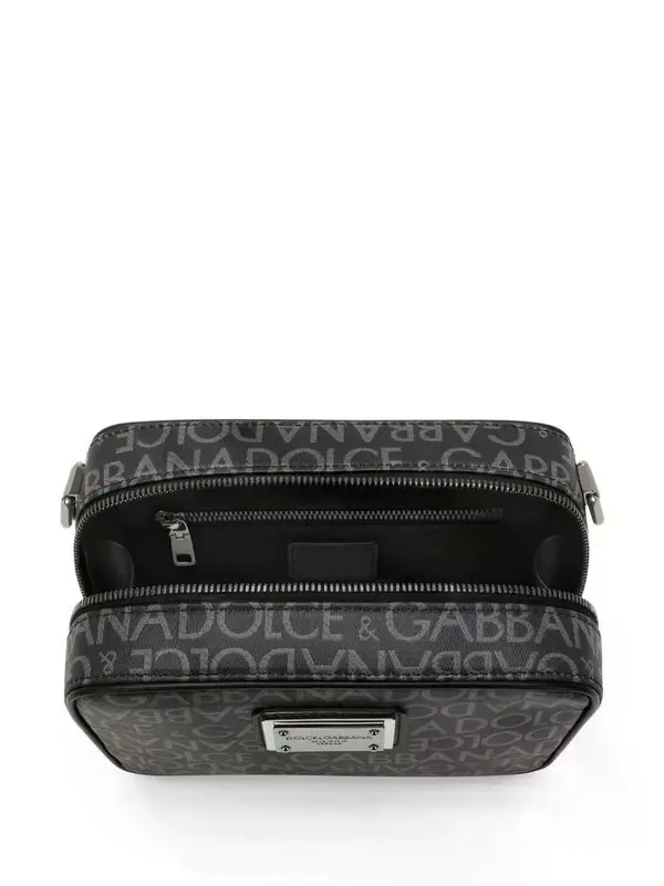 Dolce & Gabbana Monogram Pattern Shoulder Bag With Logo Plaque