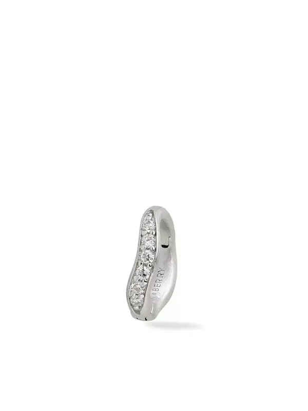 LARK & BERRY 14k Yellow Gold Small Dune Diamond Hoop Earring - Silver
