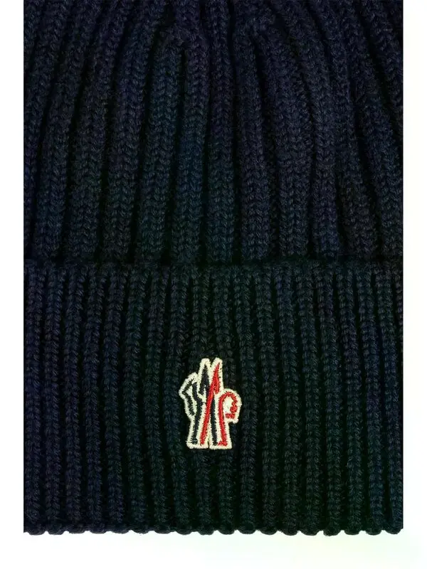 Moncler Logo Embroidered Beanie - Blue