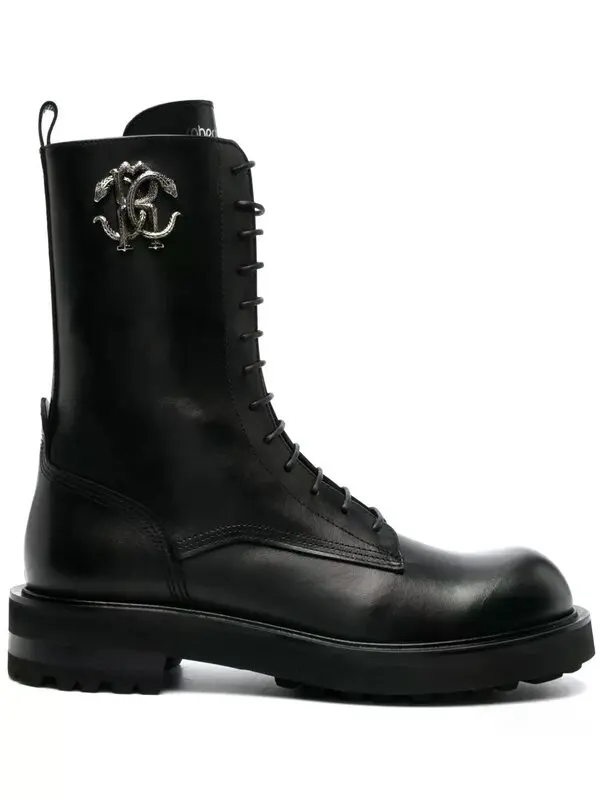 Roberto Cavalli Logo-plaque Leather Boots