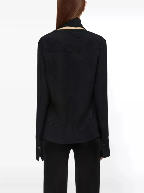 FERRAGAMO Gancini-jacquard Silk Blouse