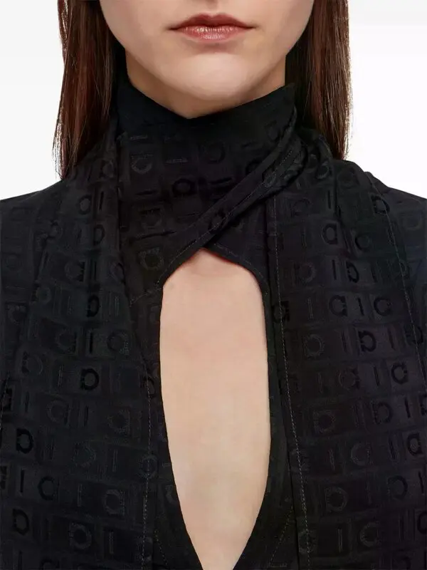 FERRAGAMO Gancini-jacquard Silk Blouse