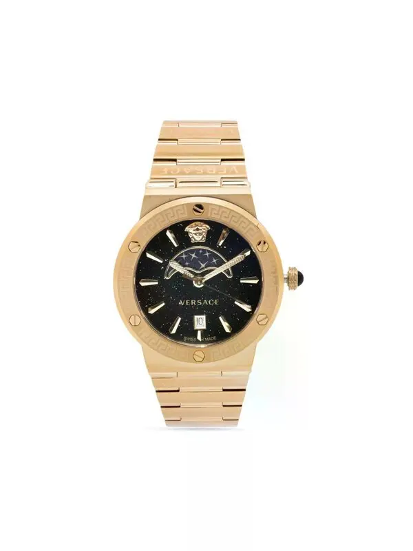 Versace Greca Logo Moonphase 38mm Watch - Black