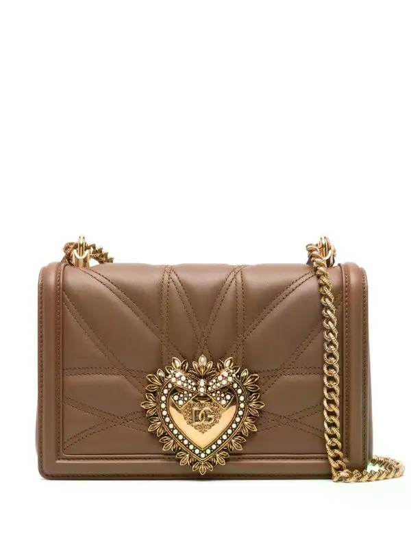 Dolce & Gabbana Devotion Quilted Shoulder Bag - Brown