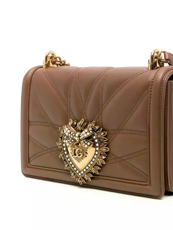 Dolce & Gabbana Devotion Quilted Shoulder Bag - Brown