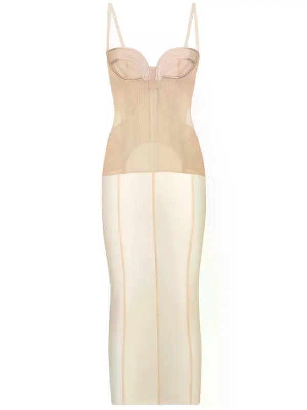 Dolce & Gabbana Sheer Tulle Bustier Dress - Neutrals