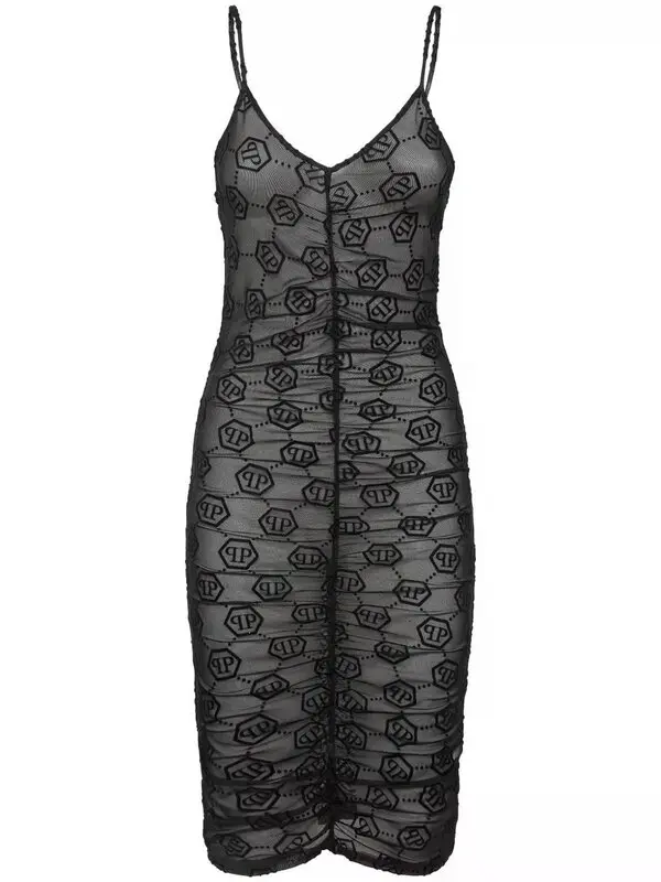 Philipp Plein Monogram Tulle Dress - Black