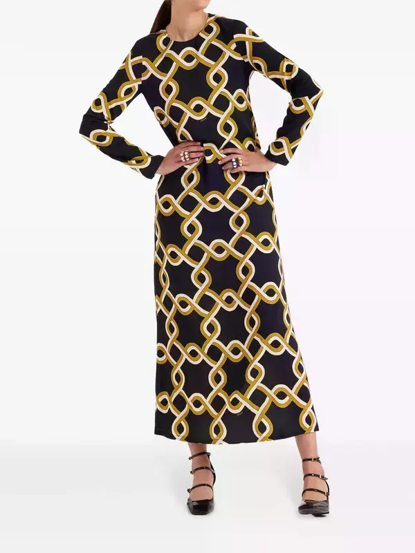 La DoubleJ Printed Swing Dress - Black