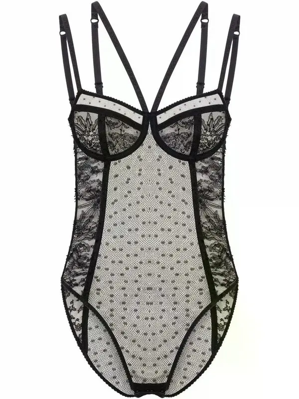Dolce & Gabbana Lace Balconette Bodysuit - Black