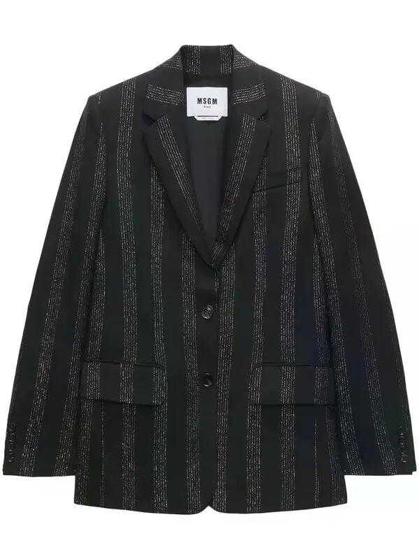 MSGM Striped Single-breasted Blazer - Black