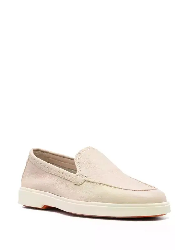 Santoni Leather Loafers - Neutrals