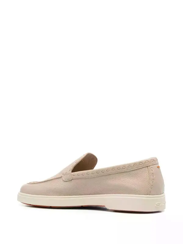 Santoni Leather Loafers - Neutrals