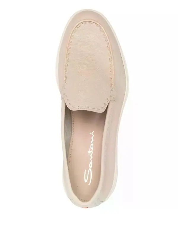 Santoni Leather Loafers - Neutrals