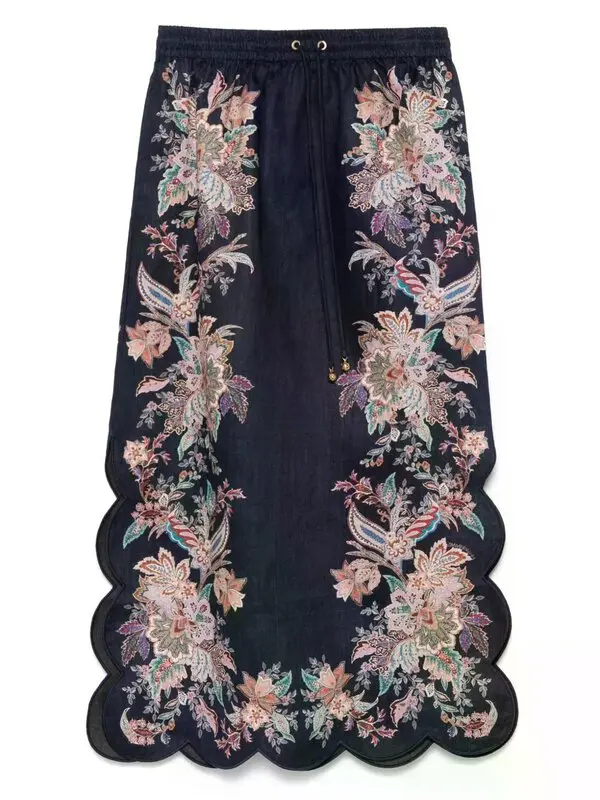 Zimmermann Rhiannon Midi Skirt - Blue