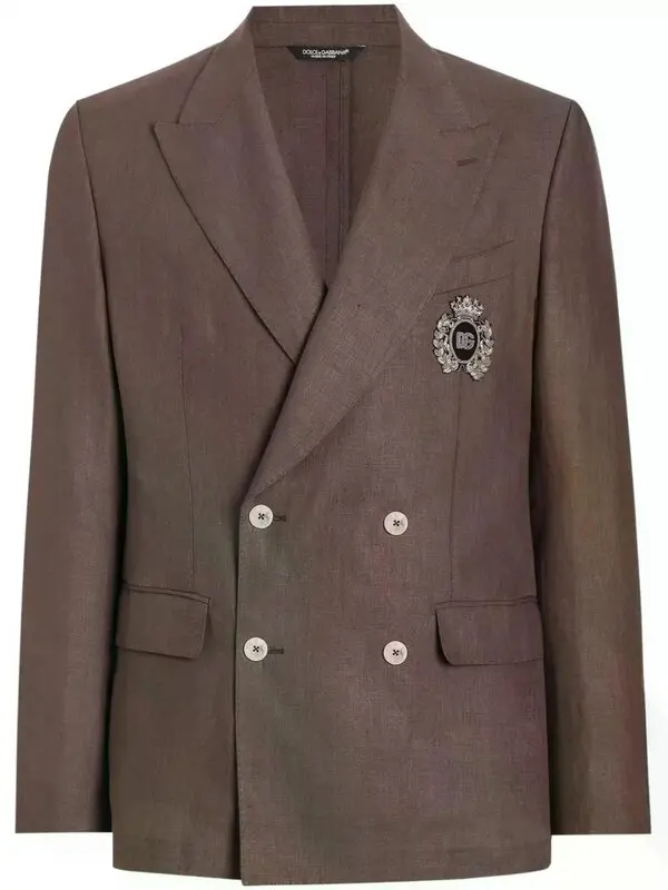 Dolce & Gabbana Crest-appliqué Blazer - Brown