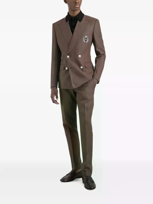 Dolce & Gabbana Crest-appliqué Blazer - Brown
