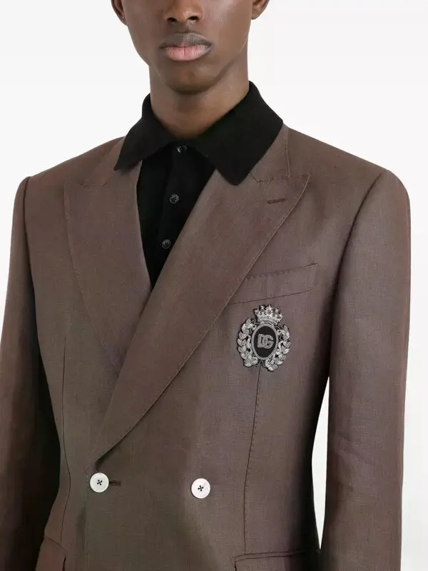 Dolce & Gabbana Crest-appliqué Blazer - Brown