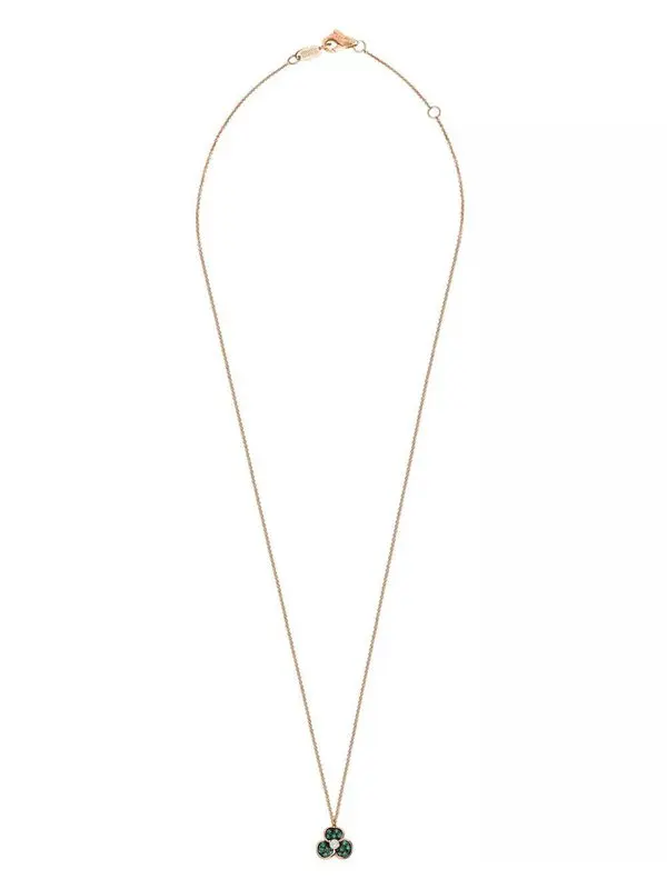 LEO PIZZO 18kt Rose Gold Diamond And Emerald Pendant Necklace