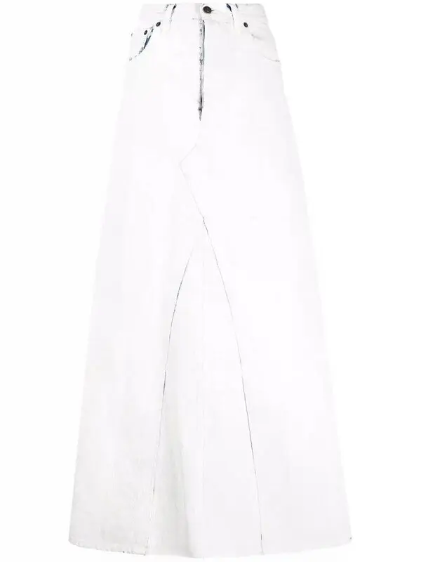MAISON MARGIELA High-waisted Denim Maxi Skirt - White