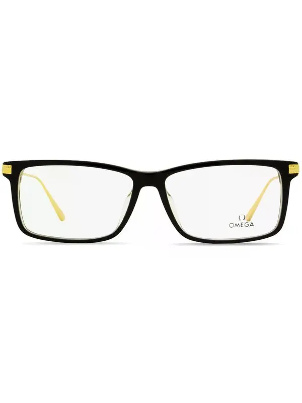 Omega Rectangle-frame Glasses - Black