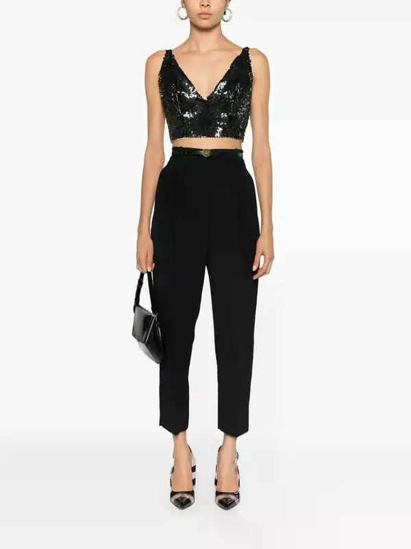 P.a.r.o.s.h Sequin Embellished Crop Top - Black