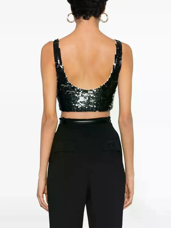 P.a.r.o.s.h Sequin Embellished Crop Top - Black
