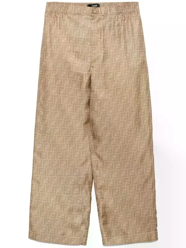 Fendi Ff Silk Trousers - Neutrals