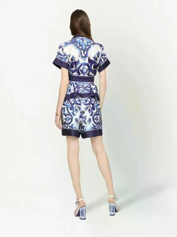 Dolce & Gabbana Majolica-print Belted Shirt