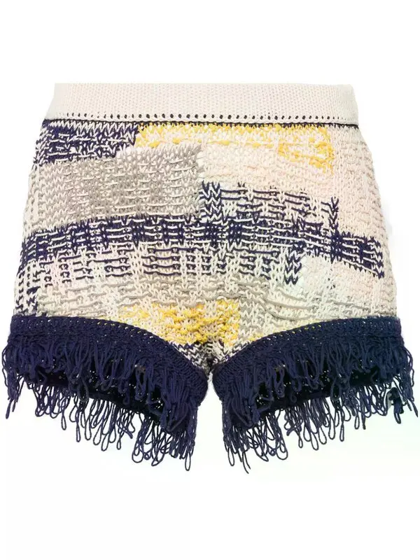 Sportmax Fringed Intarsia-knit Mini Shorts