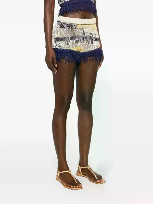 Sportmax Fringed Intarsia-knit Mini Shorts