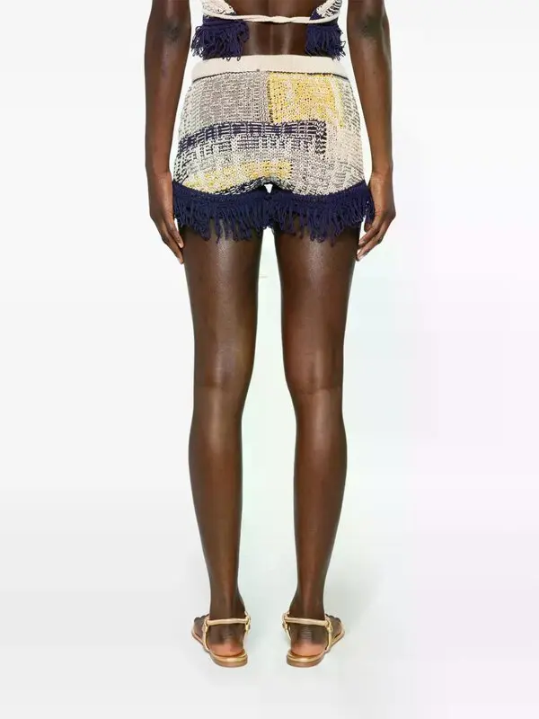 Sportmax Fringed Intarsia-knit Mini Shorts