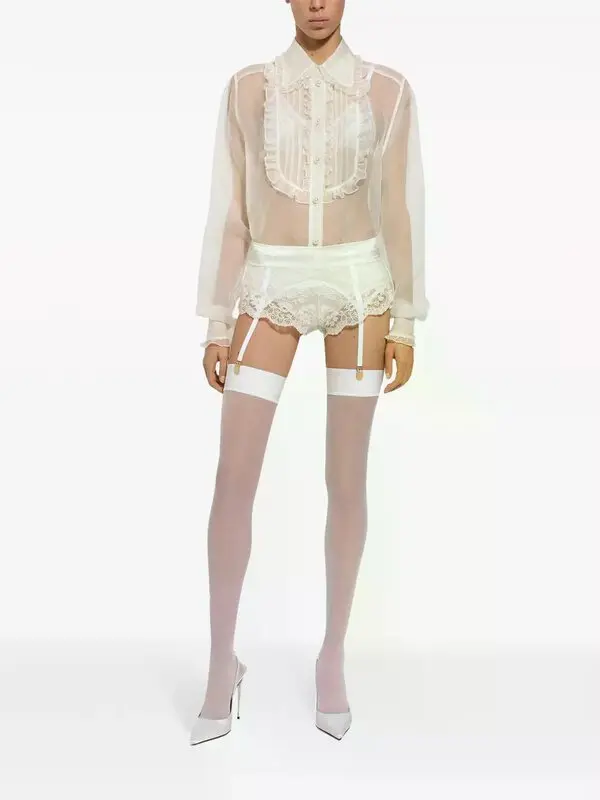 Dolce & Gabbana Ruffled Sheer Cotton Blouse