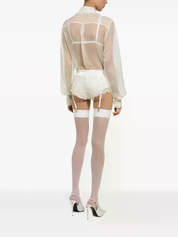 Dolce & Gabbana Ruffled Sheer Cotton Blouse