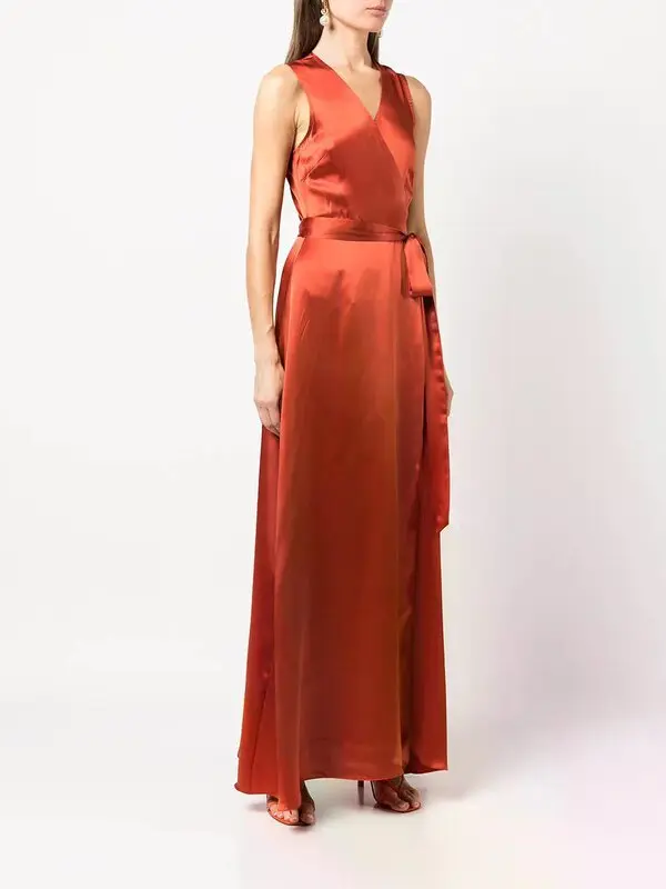 Voz Silk Maxi Wrap Dress - Red