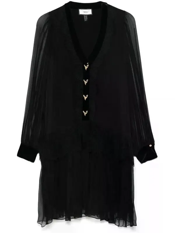 NISSA Lace-panelling Silk Mini Dress