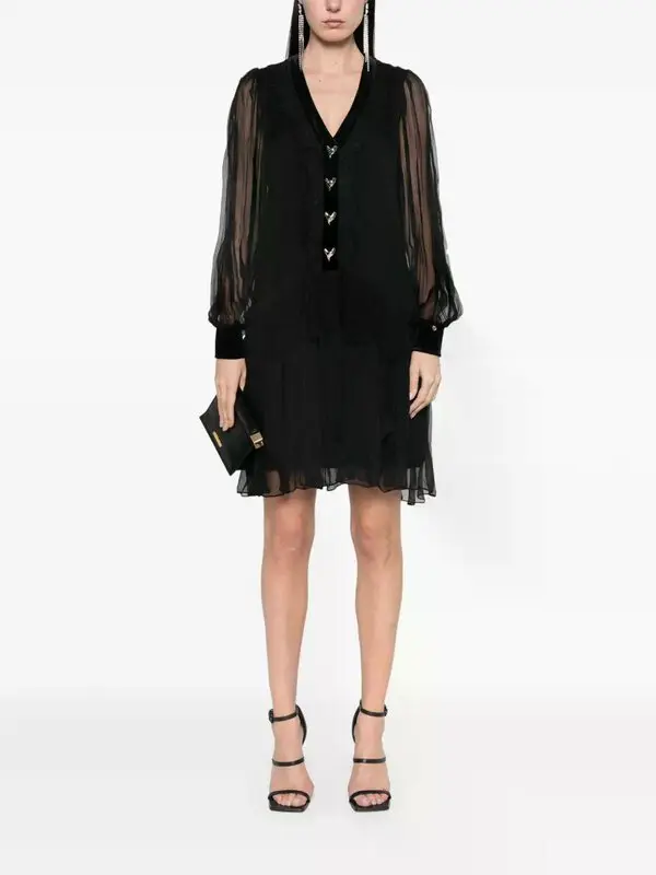 NISSA Lace-panelling Silk Mini Dress