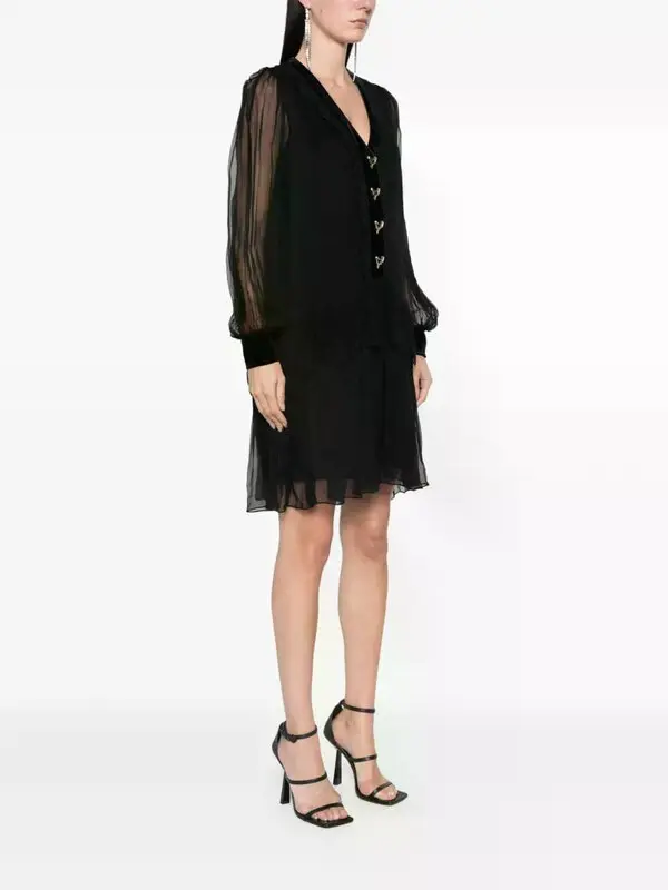 NISSA Lace-panelling Silk Mini Dress