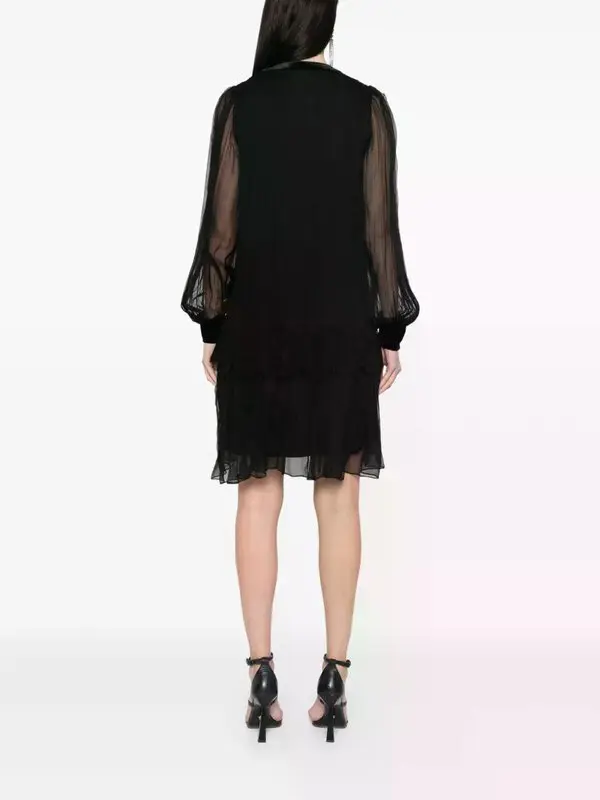 NISSA Lace-panelling Silk Mini Dress