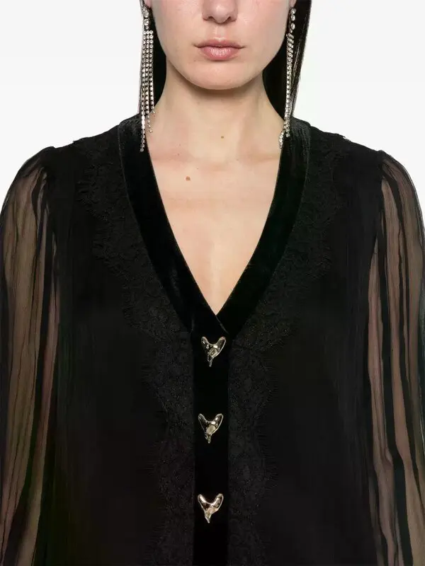 NISSA Lace-panelling Silk Mini Dress