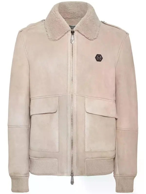 Philipp Plein Logo-patch Shearling Jacket