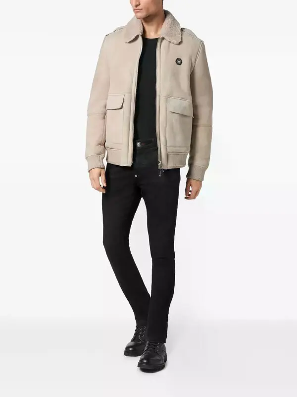 Philipp Plein Logo-patch Shearling Jacket
