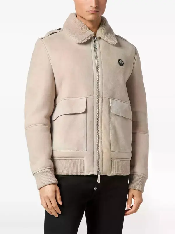 Philipp Plein Logo-patch Shearling Jacket