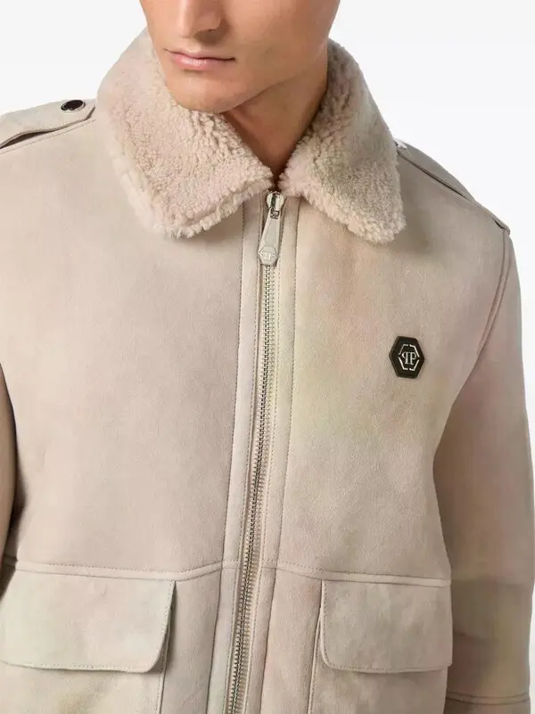 Philipp Plein Logo-patch Shearling Jacket