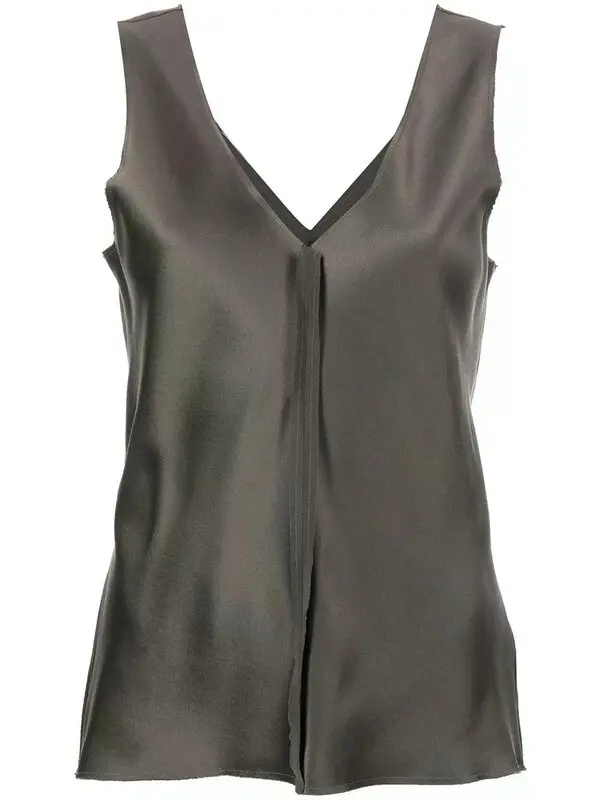 Voz Silk Raw-edge Tank Top - Grey