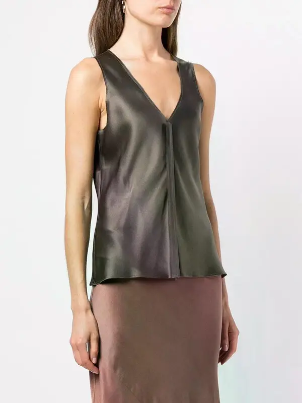 Voz Silk Raw-edge Tank Top - Grey