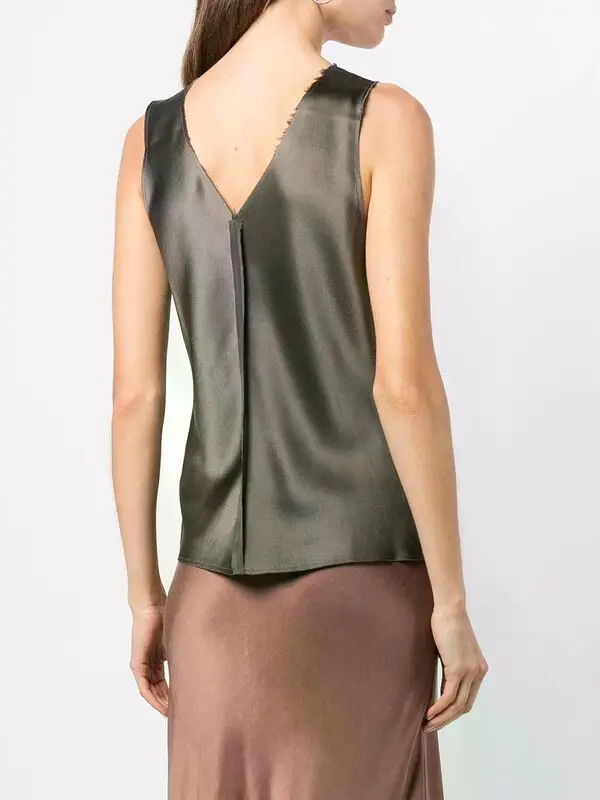 Voz Silk Raw-edge Tank Top - Grey